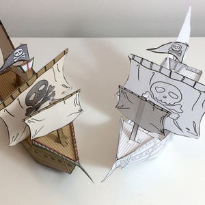 Pirate Ship Paper Model Download and Colour - Etsy UK