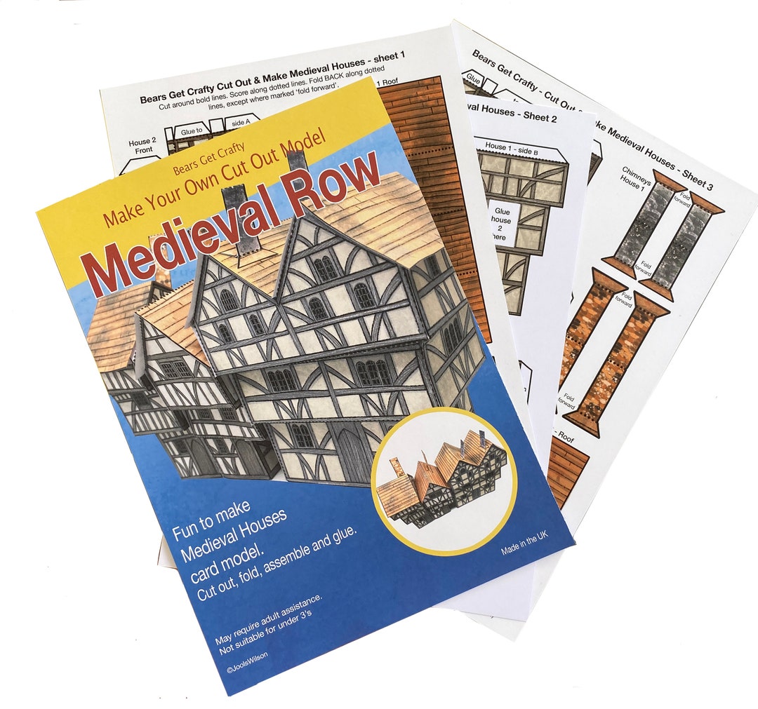 Timbered Medieval Houses Paper Model Kit - Etsy