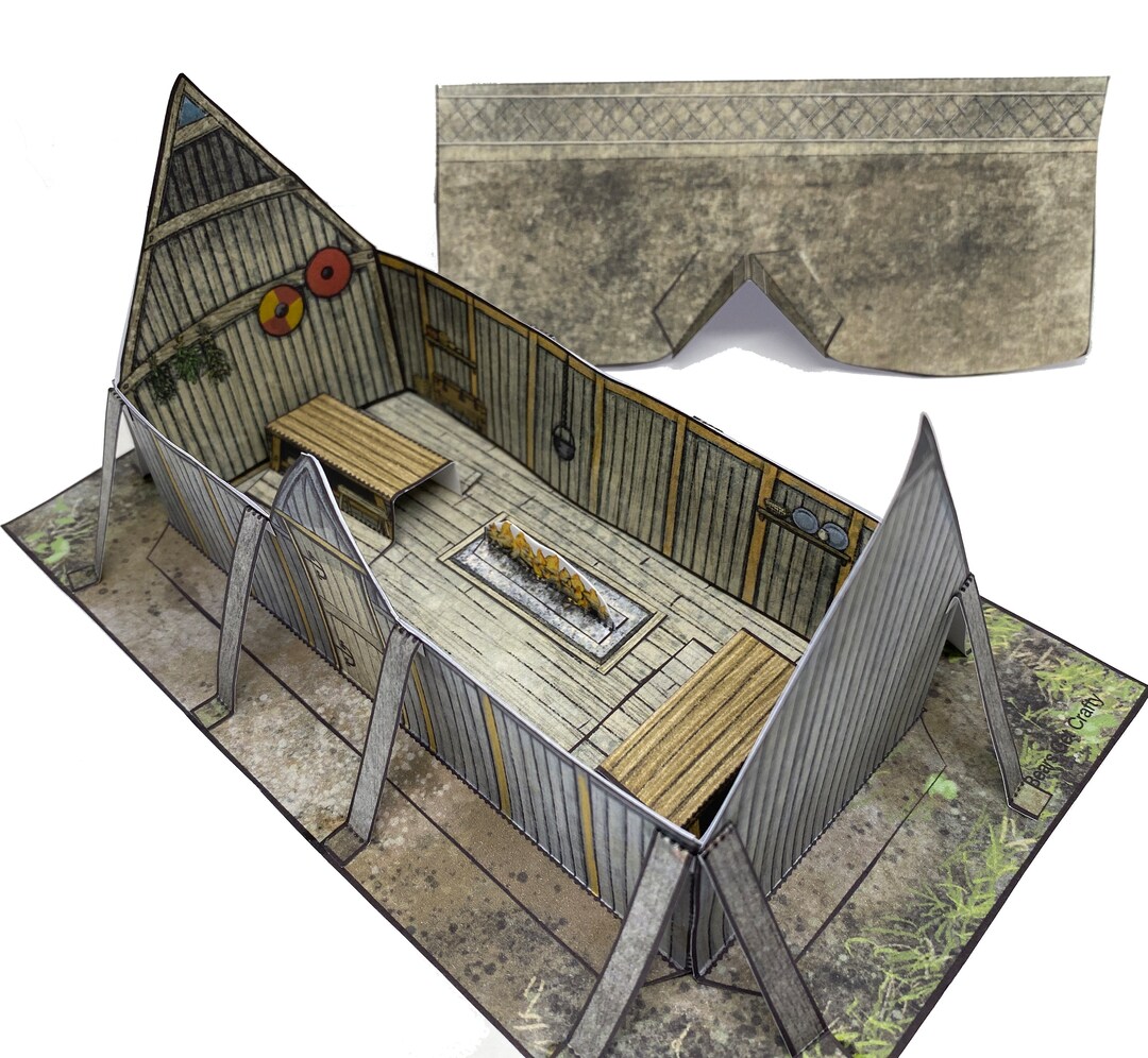 Download Anglo Saxon Hall Paper Model Kit With Interior Details - Etsy