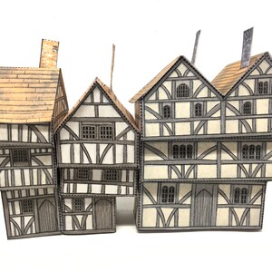 Timbered Medieval Houses Paper Model Kit - Etsy