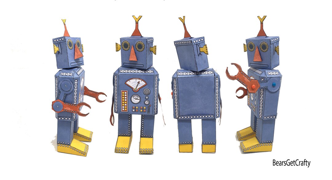 Download Retro Robot Paper Model - Etsy