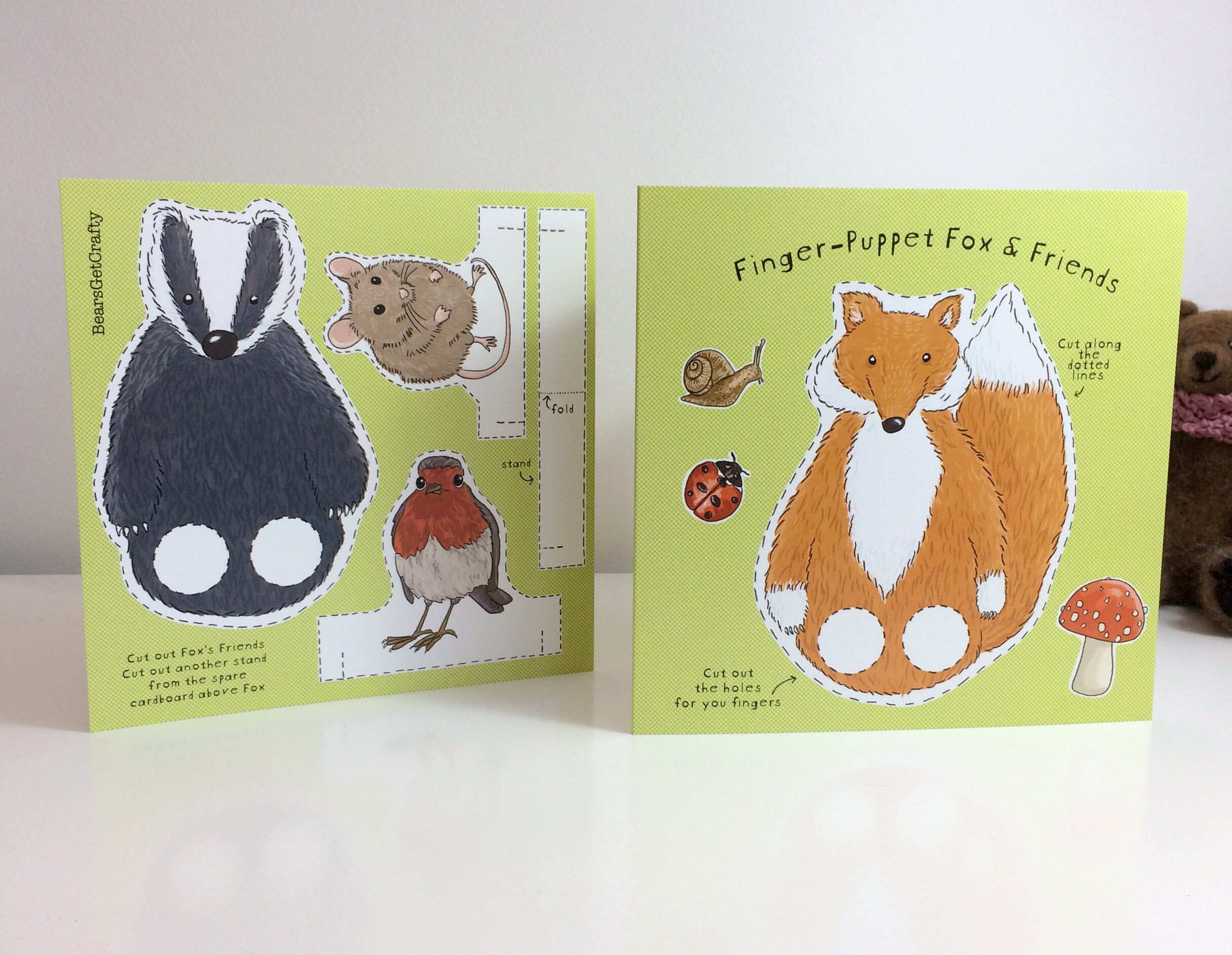 Woodland Animals Finger Puppets Greetings Cards - Etsy UK