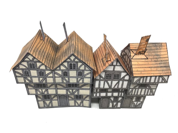 Timber Framed Medieval Jettied Houses Paper Model Kit Toys Toys & Games ...