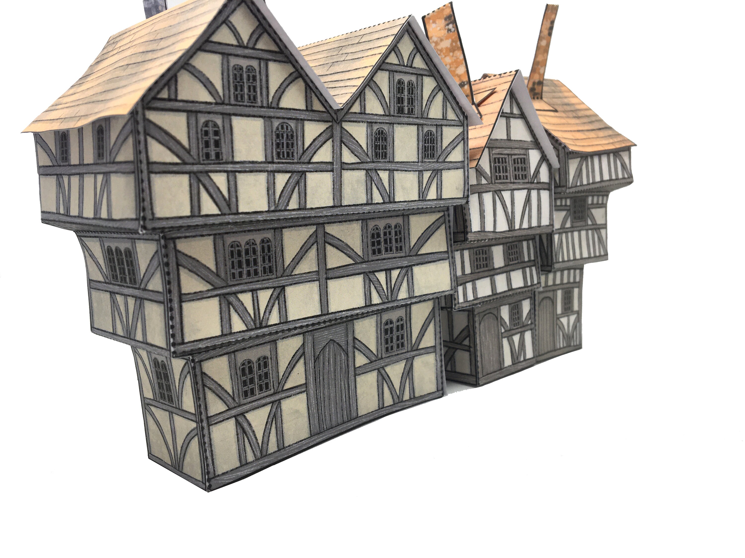 Timber Framed Medieval Jettied Houses Paper Model Kit Toys Toys & Games ...