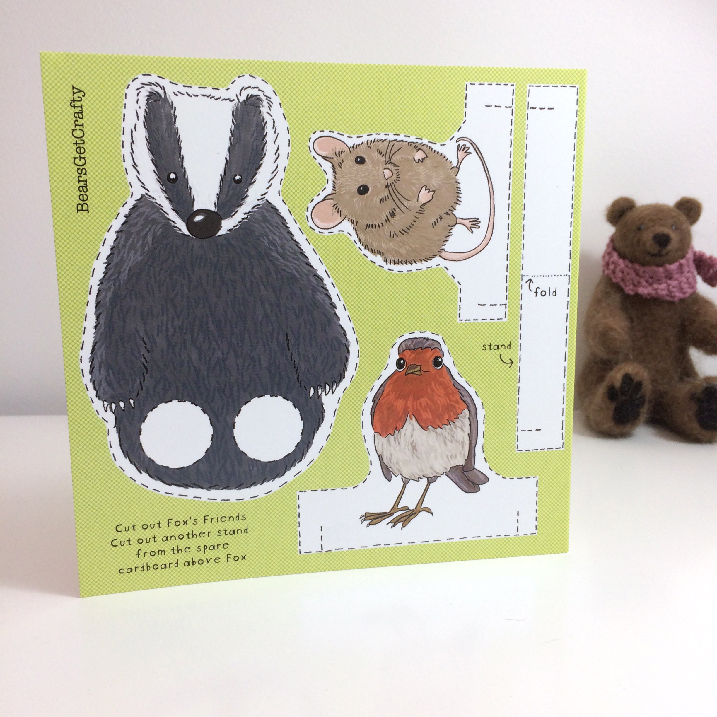 Woodland Animals Finger Puppets Greetings Cards - Etsy UK