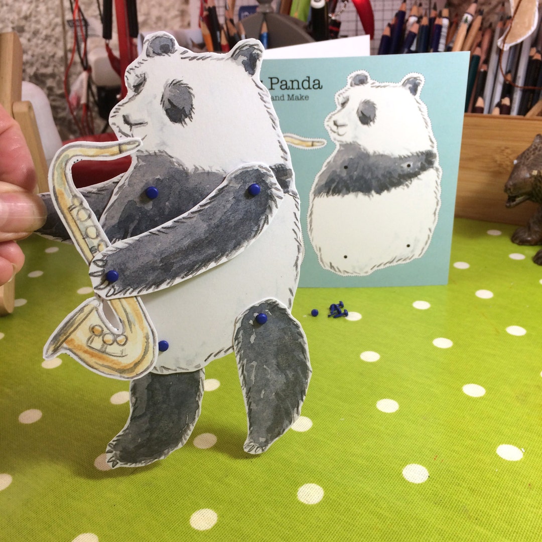 Jazz Panda Split Pin Puppet Greetings Card - Etsy Hong Kong
