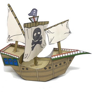 Pirate Ship Paper Model Download and Colour - Etsy UK