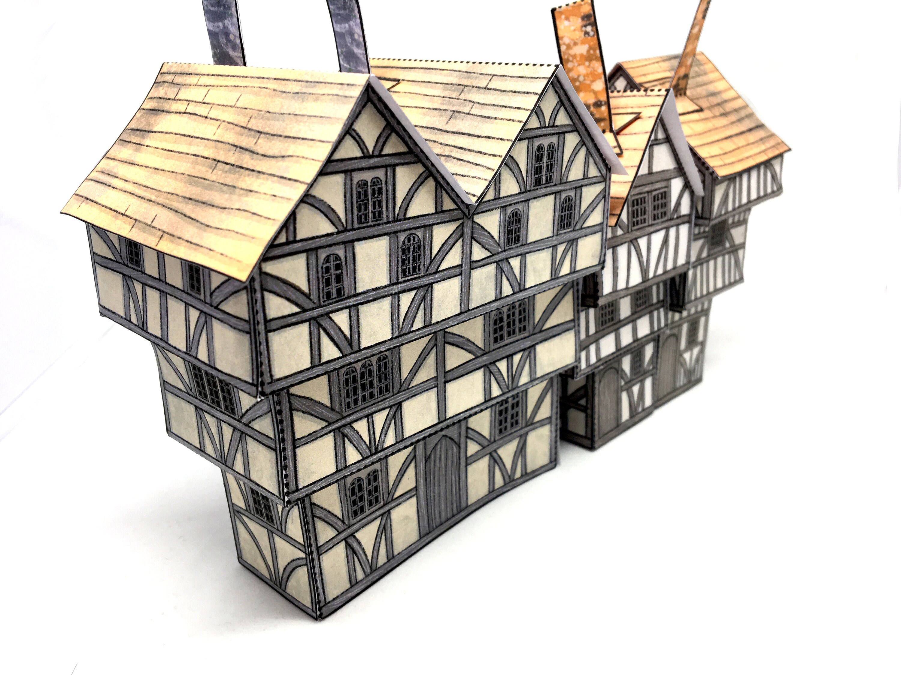Download Medieval Timbered Houses Paper Model Kit - Etsy