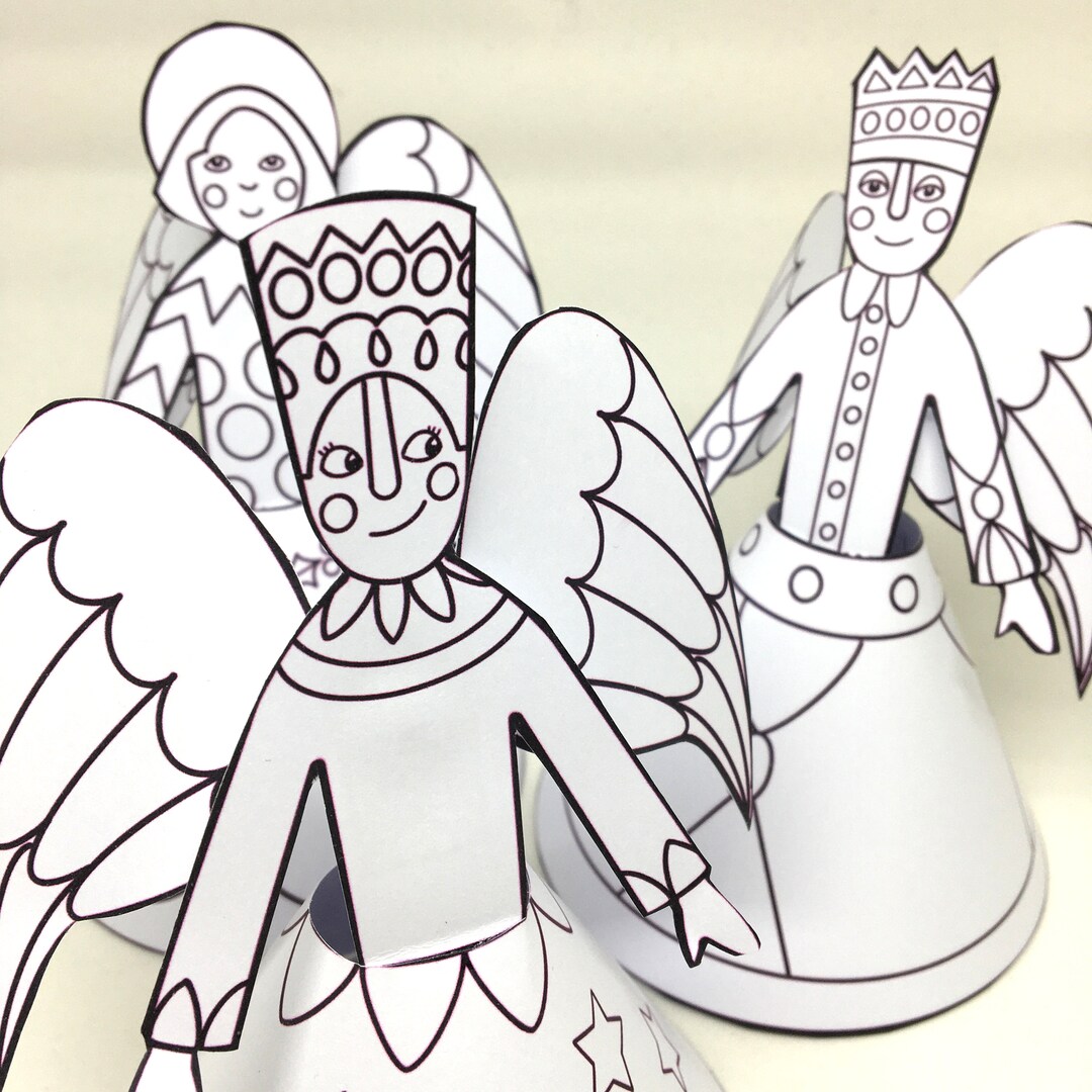 Print and Colour Christmas Angels - Etsy