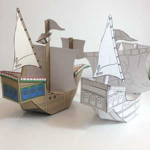 Pirate Ship Paper Model Download and Colour - Etsy UK