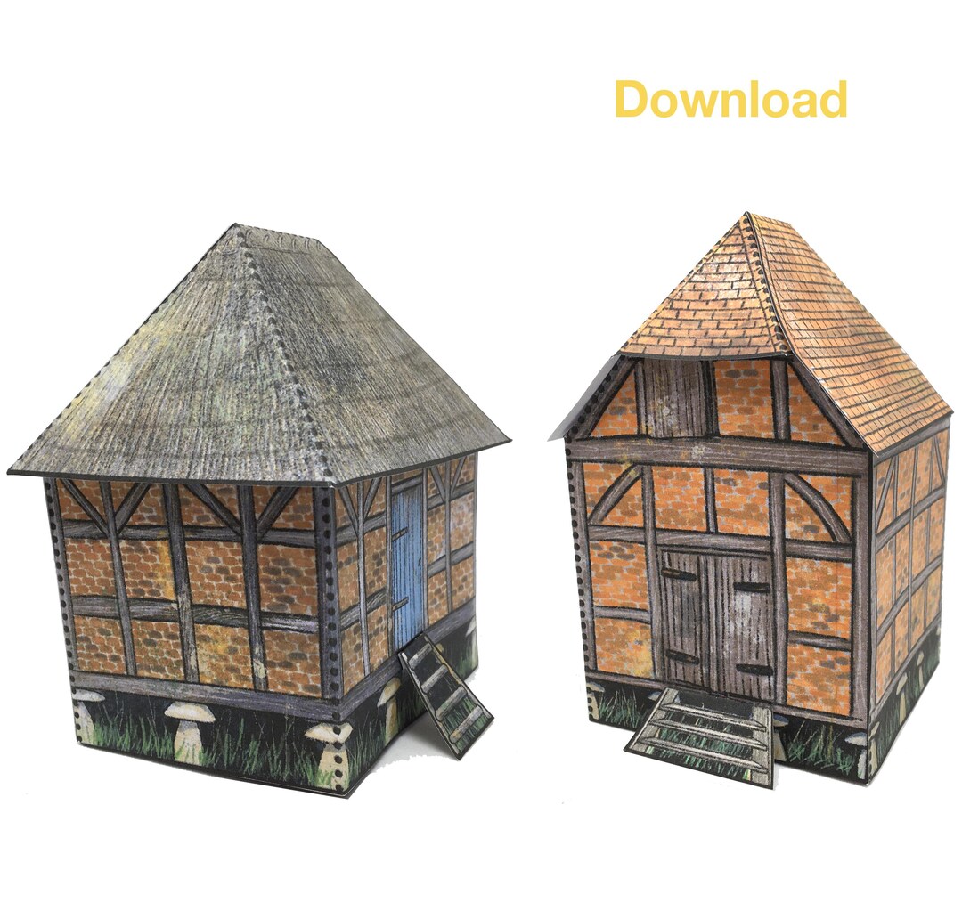 Download Traditional Granary Buildings Paper Model - Etsy