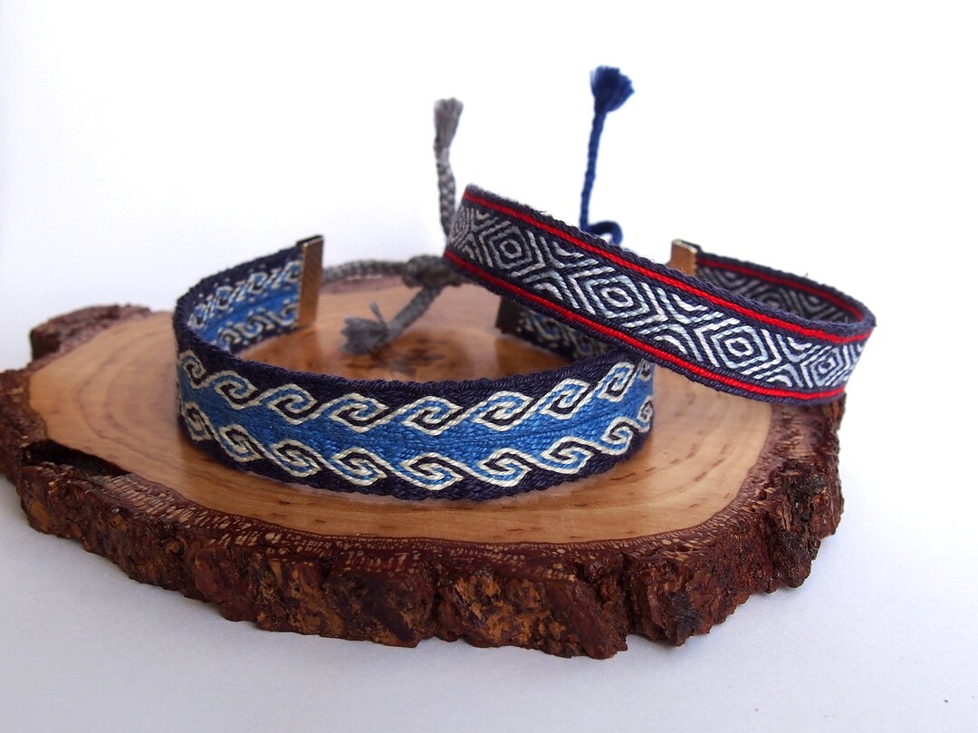 Set of TWO Unique Tablet Woven Cotton Bracelets, Wristband, Casual ...