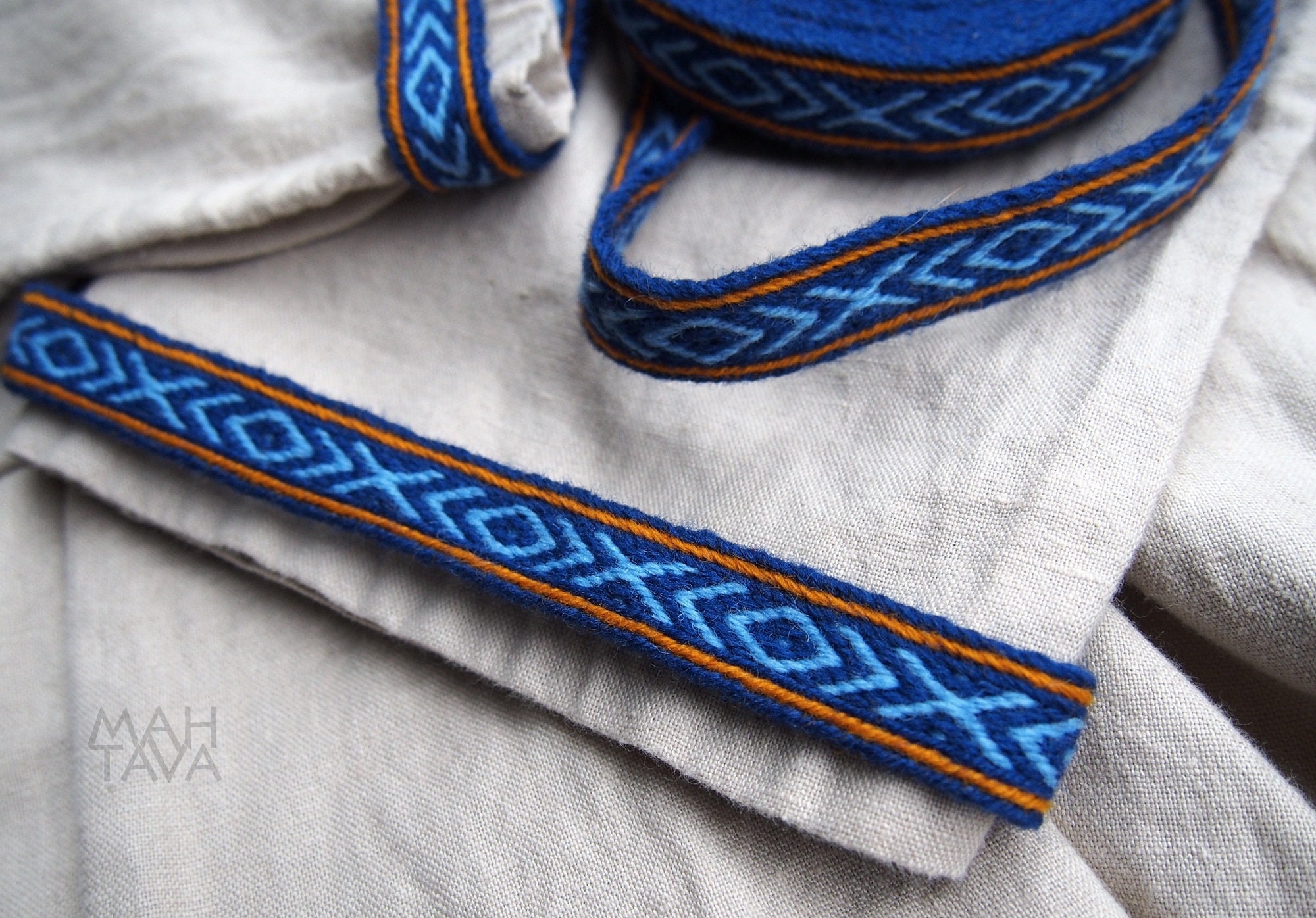 Tablet Woven Trim Wool Viking Trim Tablet Weaving Tablet | Etsy