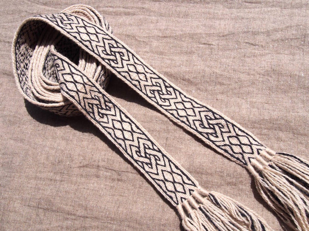 Tablet Woven Belt, Card Woven Braid, Viking Belt, Grey-natural ...