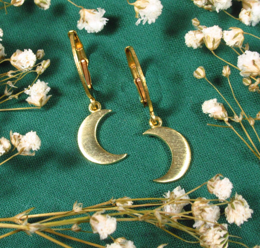 Mini Creole SMALL HALF MOON Golden Brass Creole Crescent Moon 2064 - Etsy