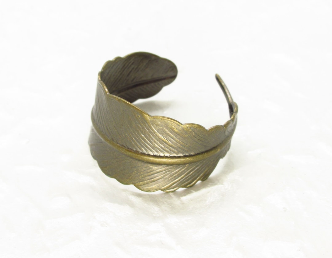 Ring FEATHER, Elf Ring, Feather Ring, Brass Bronze Bird Owl Feather ...