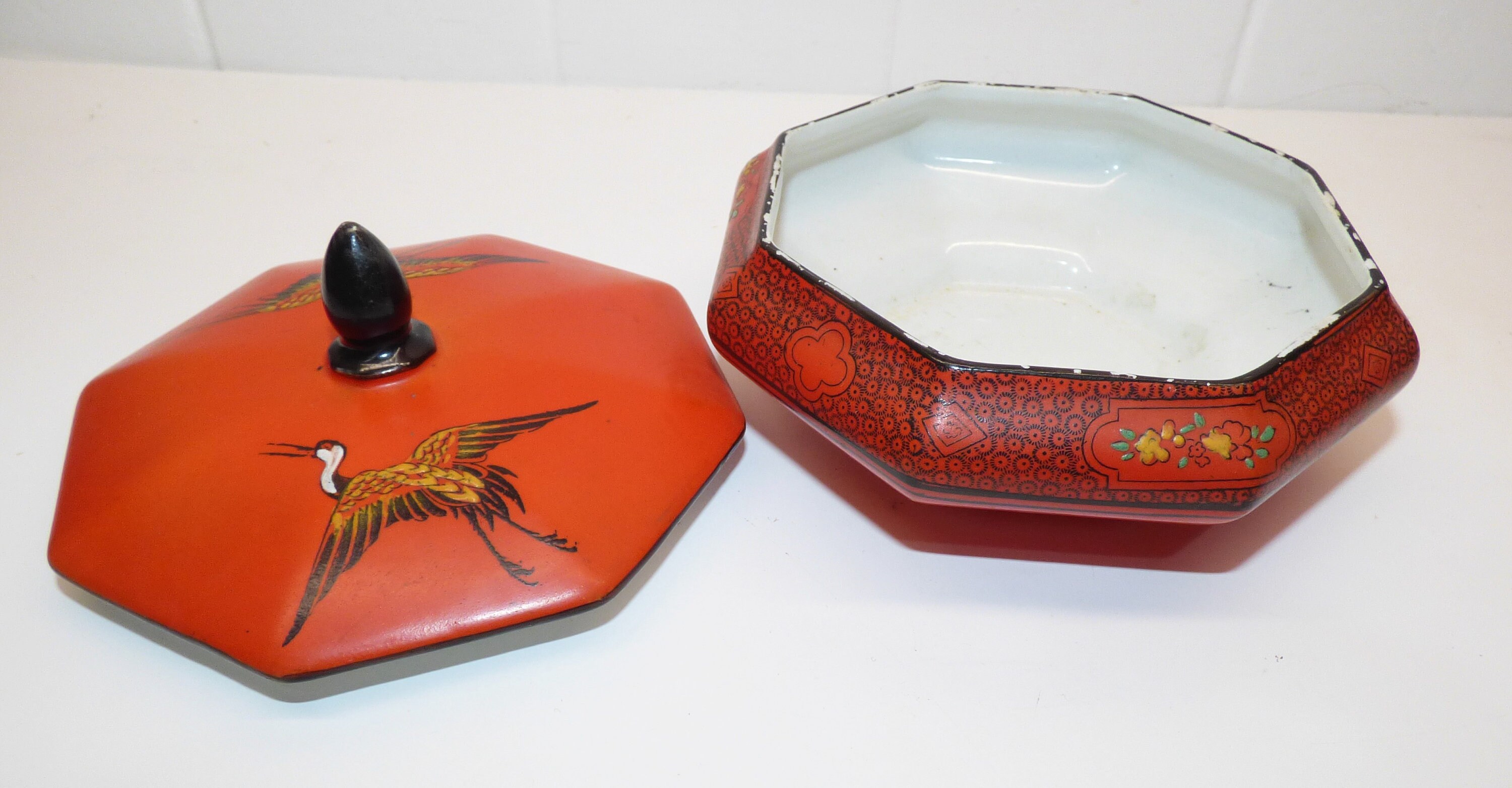 Vintage Art Deco 1930's Shelley Powder Pot Orange Glazed - Etsy UK