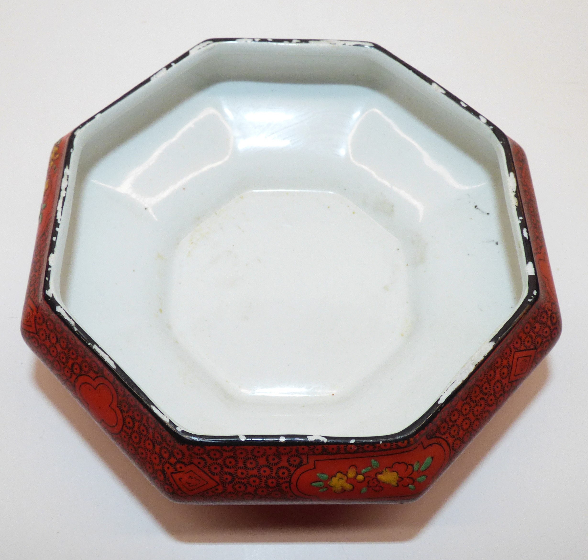 Vintage Art Deco 1930's Shelley Powder Pot Orange Glazed Chinese Crane ...