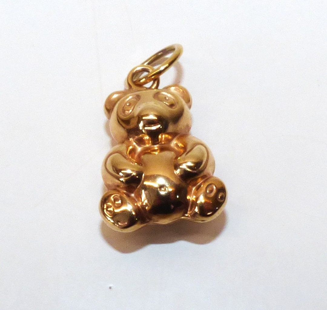 Vintage 9ct Gold Teddy Bear Charm Pendant Plump Teddy Bear Seated Charm ...
