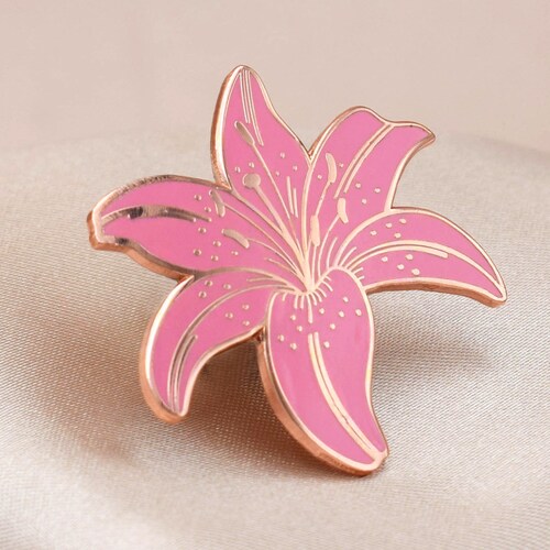 White Lily Enamel Pin Needle Minder Plant Enamel Pin | Etsy
