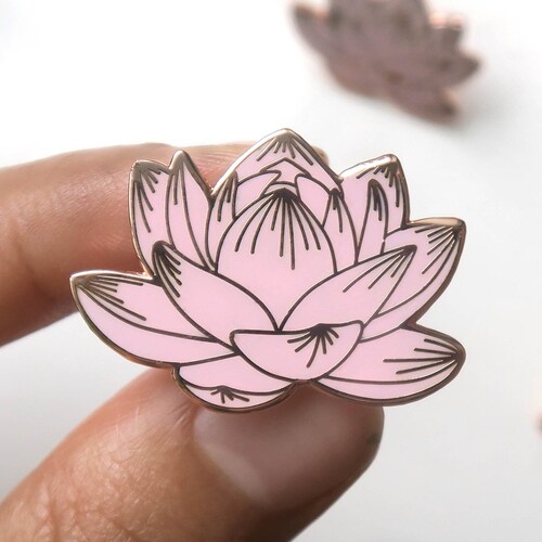 Lotus Enamel Pin Floral Enamel Pin Needle Minder Pink Flower - Etsy