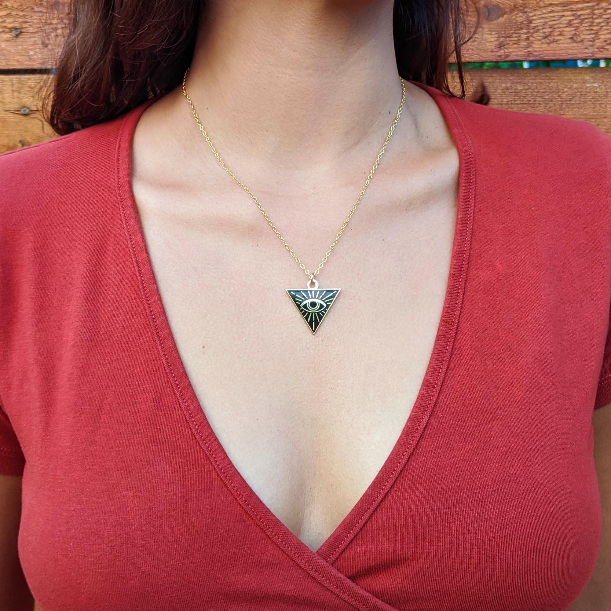 Pyramid Eye Necklace Illuminati Triangle All Seeing Eye Charm | Etsy