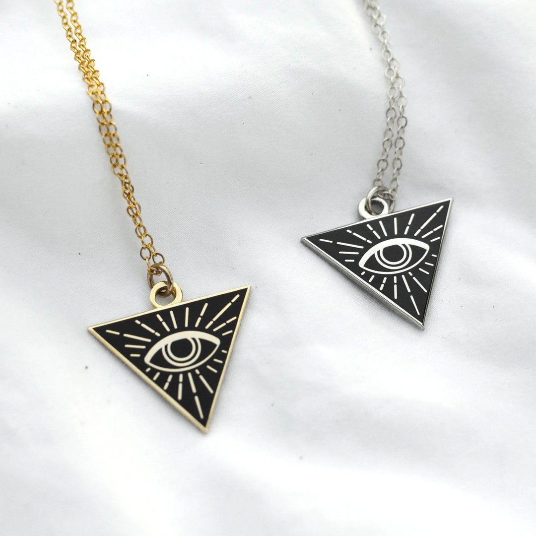Pyramid Eye Necklace Illuminati Triangle All Seeing Eye Charm - Etsy