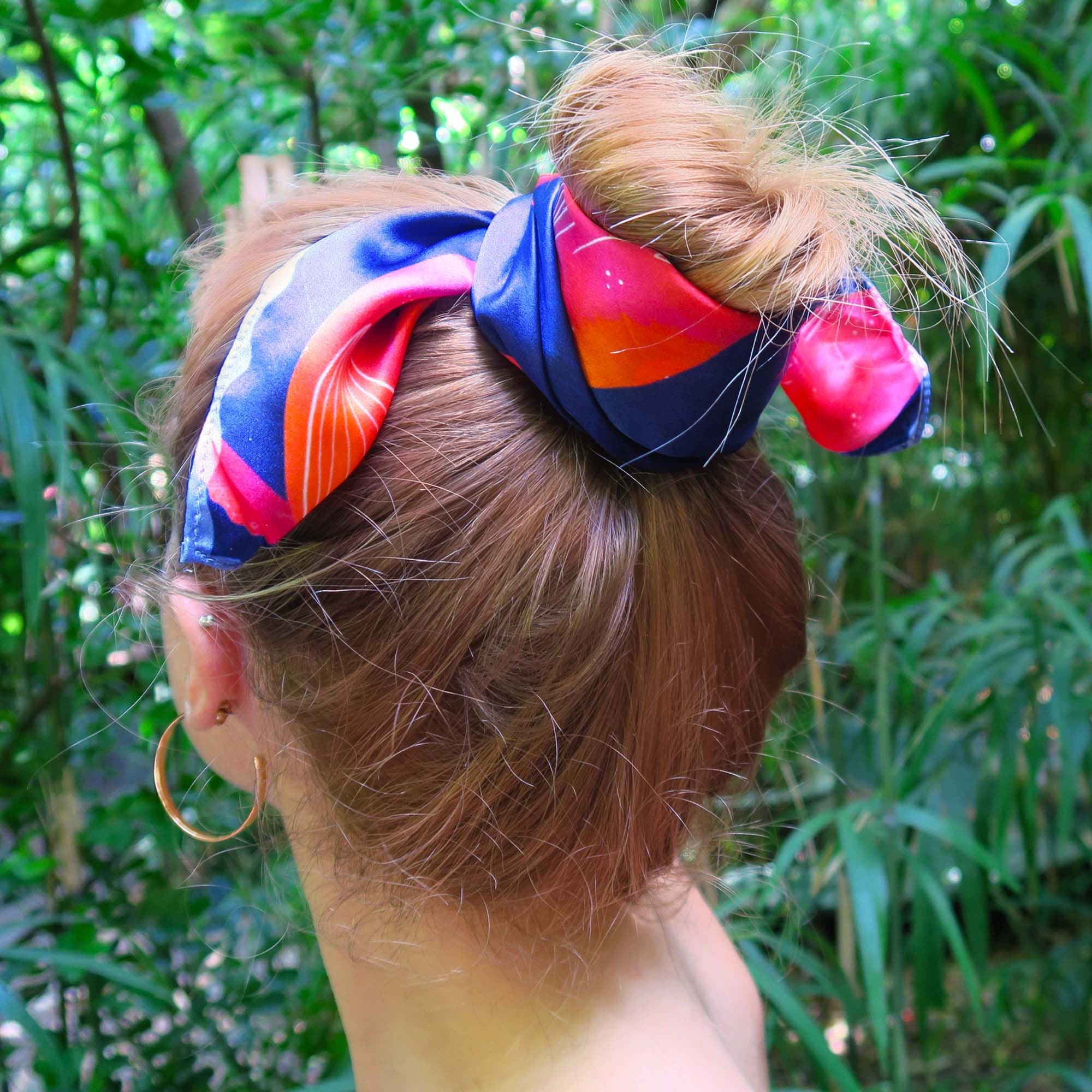 Humpback Whales Mod Scarf, Multiuse Square Silk Scarf, Colorful ...