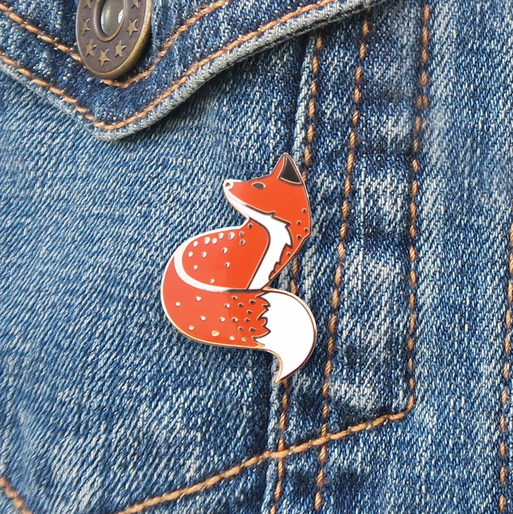 Red Fox Enamel Pin Anime Enamel Pin Needle Minder Hard Etsy