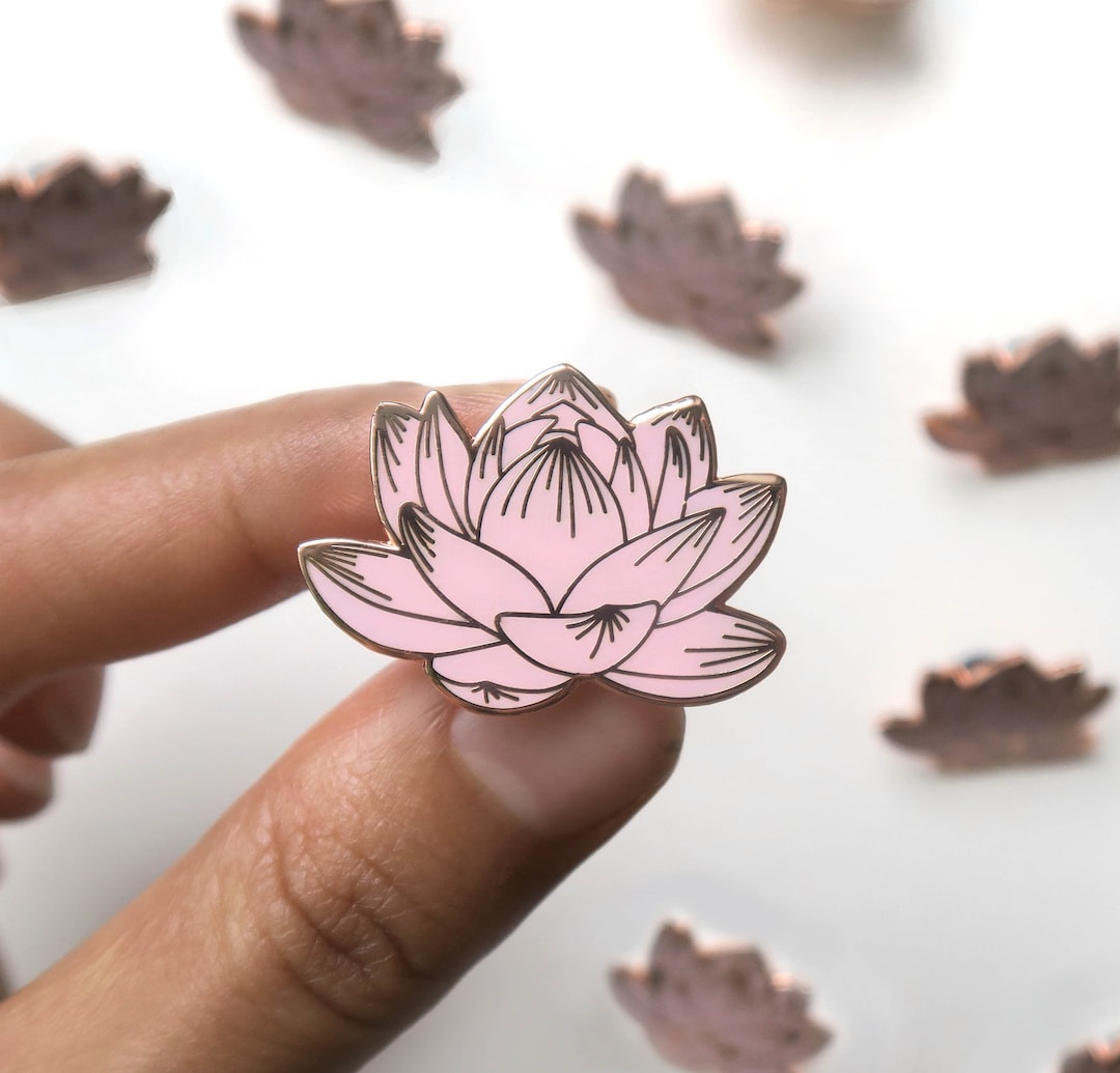 Lotus Enamel Pin, Floral Enamel Pin Needle Minder Pink Flower Jacket ...