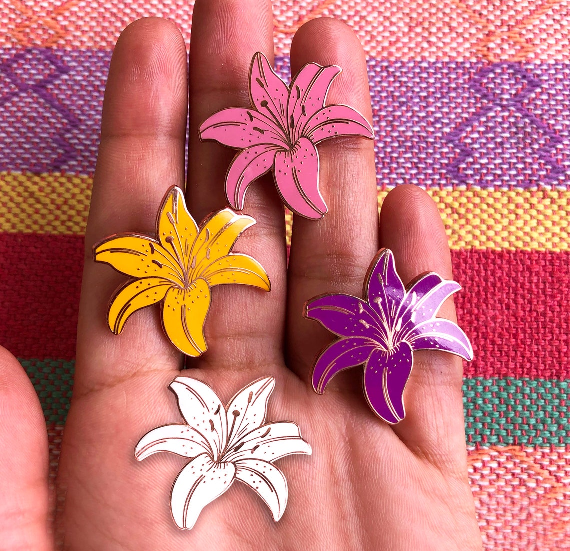 White Lily Enamel Pin Needle Minder Plant Enamel Pin | Etsy