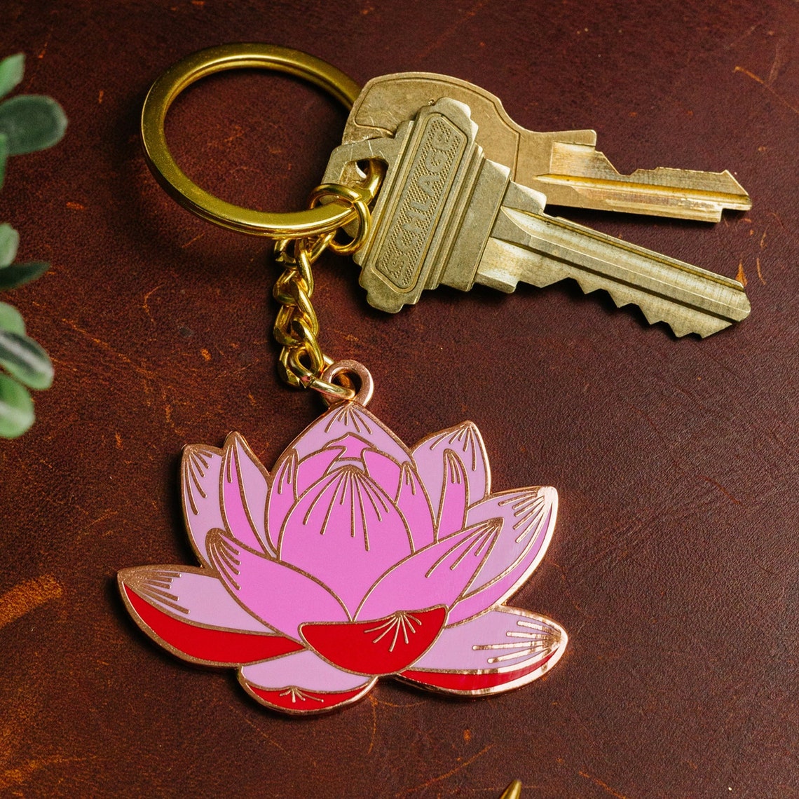 Pink Lotus Flower Enamel Keychain - Etsy