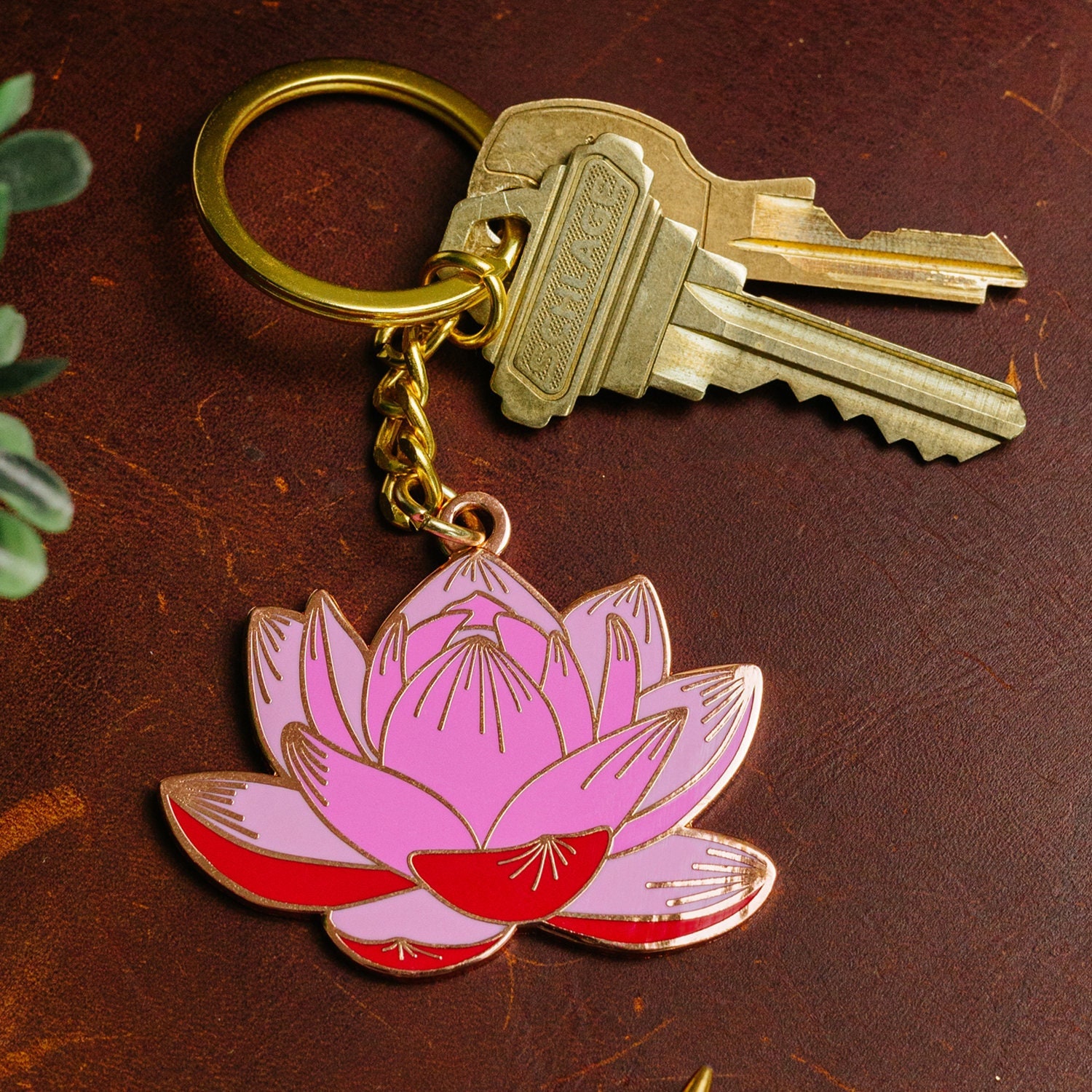 Pink Lotus Flower Enamel Keychain - Etsy