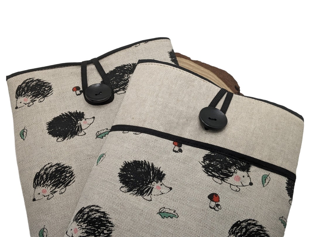 Hedgehog Book Sleeve With Closured With Fabric Bookmark , Book Cover ...