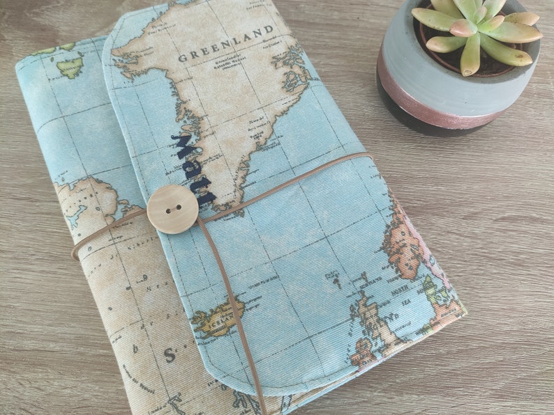 World Map Padded Book Sleeve Adjustable Book Sleeve World Map - Etsy