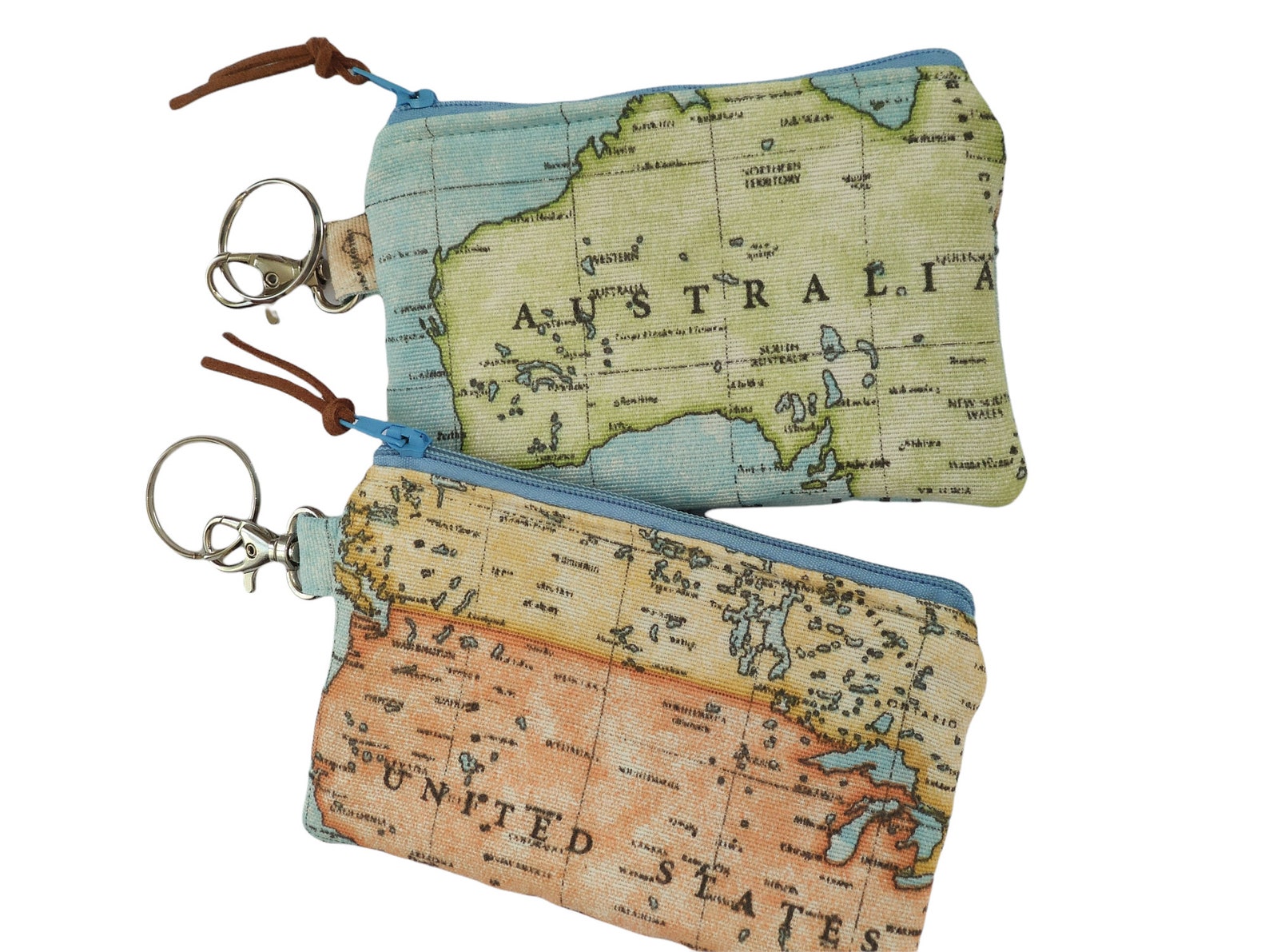 Mini Key Chain Zipper Wallet World Map Wallet, Small Change Bag, Coin ...