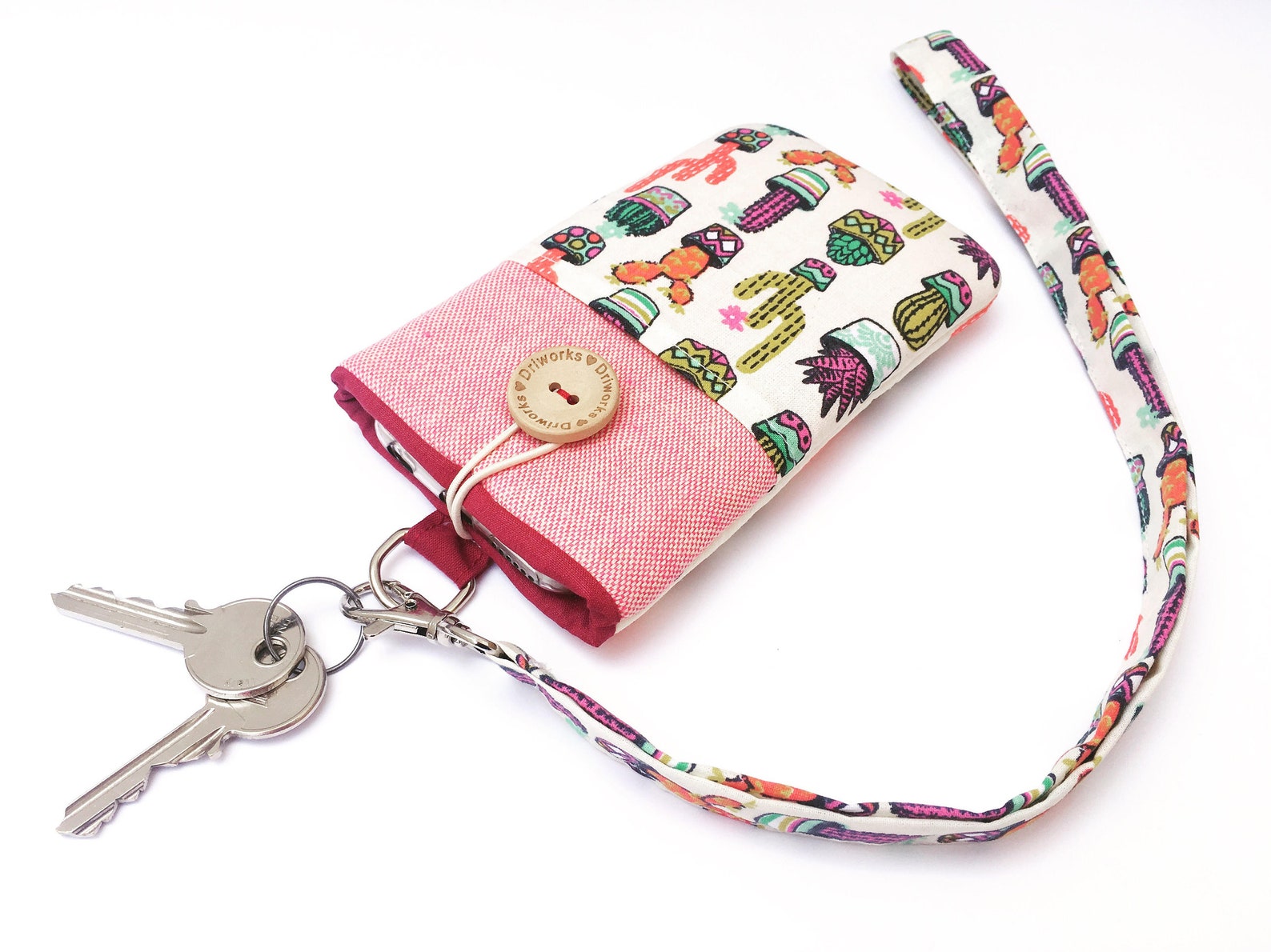 Cactus Phone Sleeve With Pocket Fabric Phone Cover Lanyard - Etsy