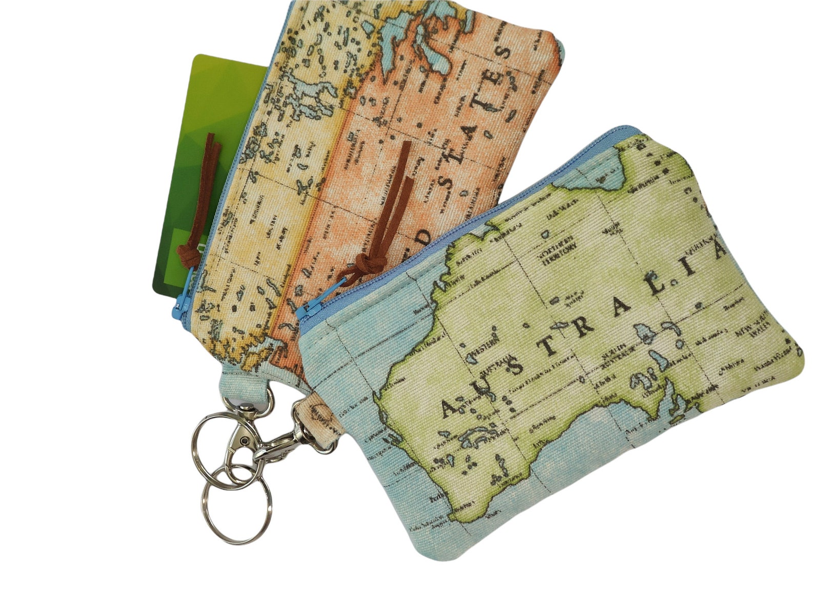 Mini Key Chain Zipper Wallet World Map Wallet, Small Change Bag, Coin ...