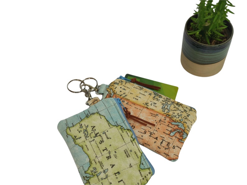 Mini Key Chain Zipper Wallet World Map Wallet Small Change - Etsy