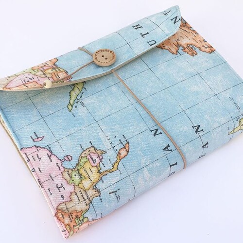 Adjustable Book Cover World Map Book Sleeve Book Pouch | Etsy