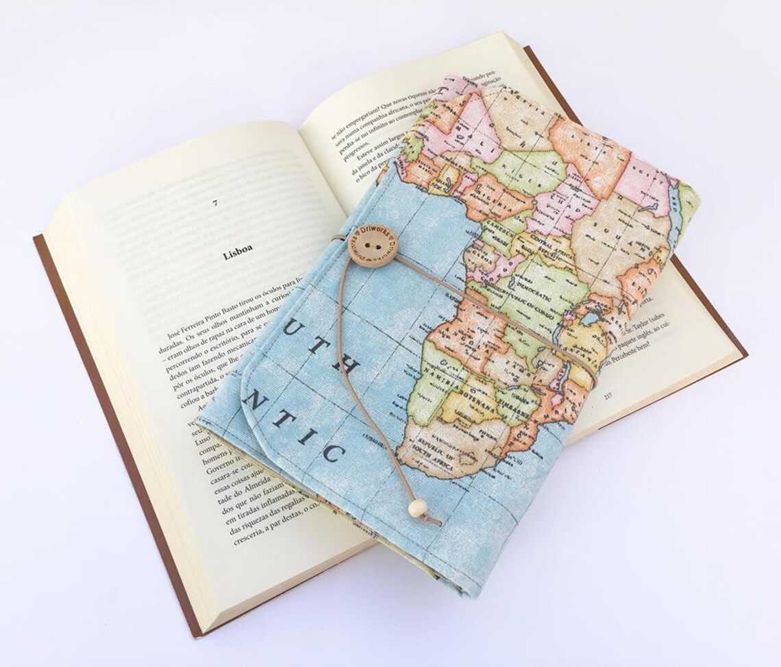 Adjustable Book Cover World Map Book Sleeve Book Pouch | Etsy