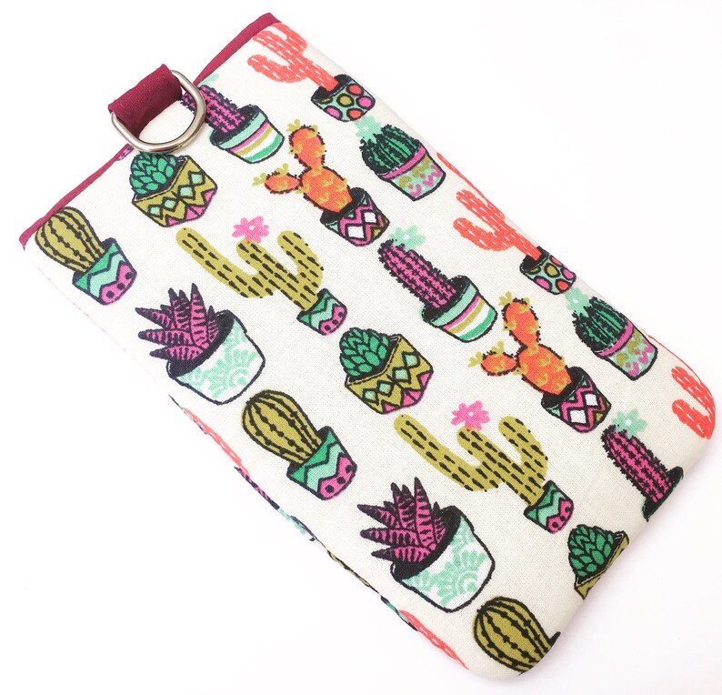 Cactus Phone Sleeve With Pocket Fabric Phone Cover Lanyard - Etsy