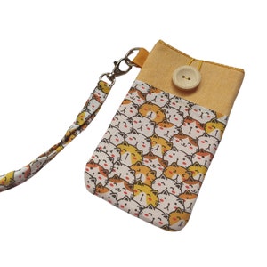 Cat Fabric Yellow Phone Sleeve, Padded Phone Pouch Gift for Cat Lover ...