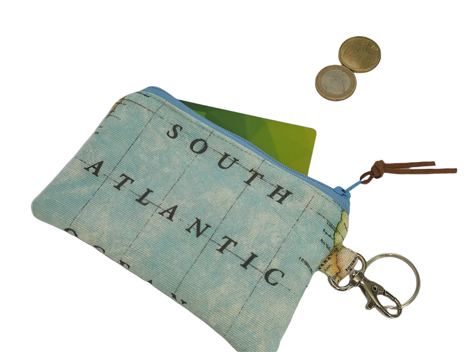 Mini Key Chain Zipper Wallet World Map Wallet, Small Change Bag, Coin ...