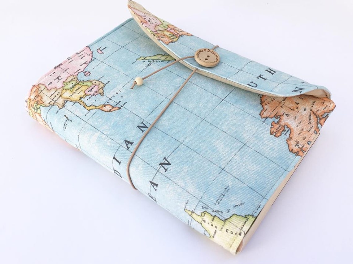 Adjustable Book Cover World Map Book Sleeve Book Pouch | Etsy