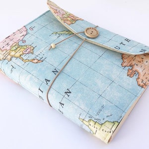 Adjustable Book Cover, World Map Book Sleeve, Book Pouch, Paperback ...