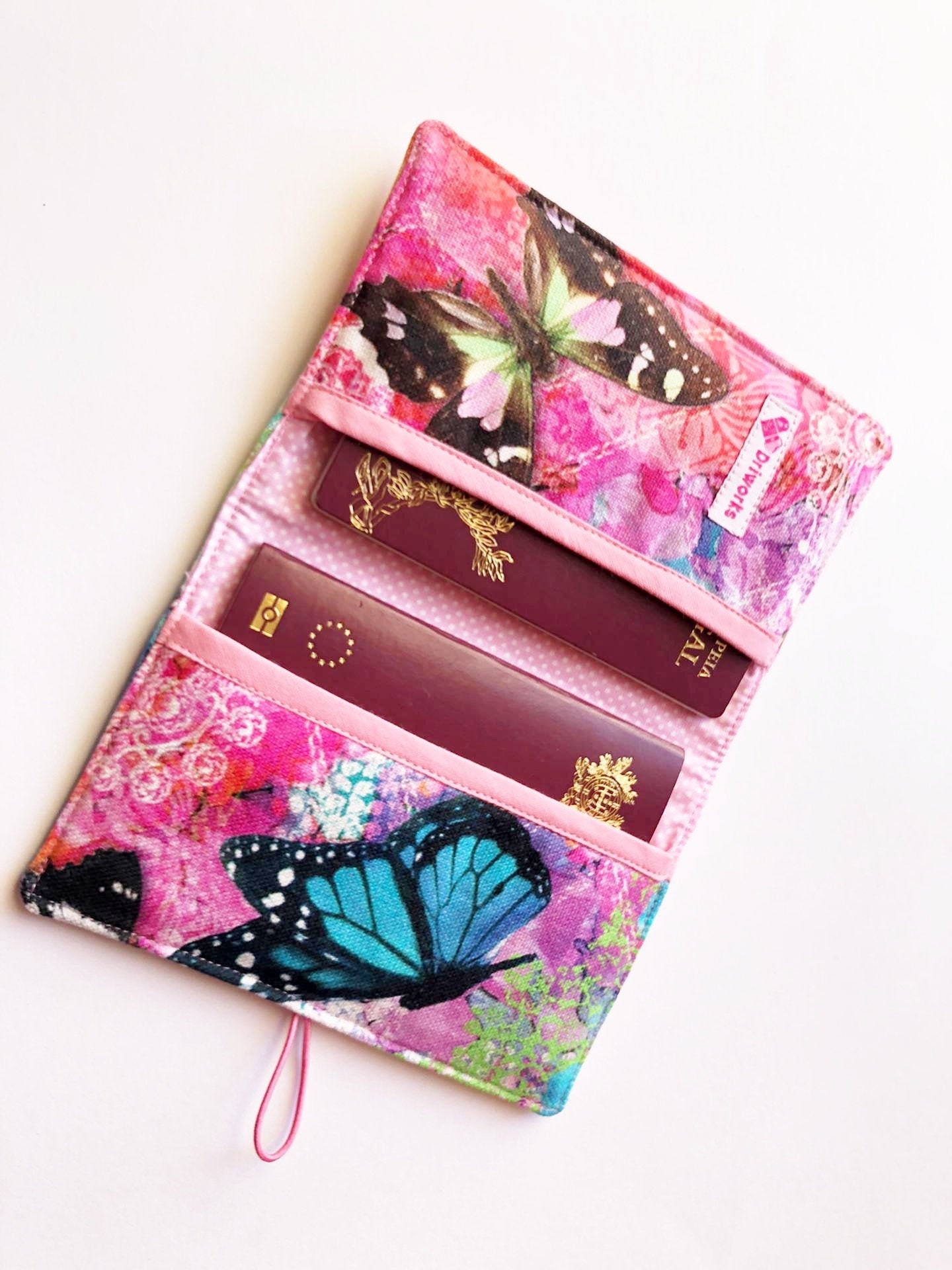 Pink Passport cover Butterfly Passport wallet Travel | Etsy