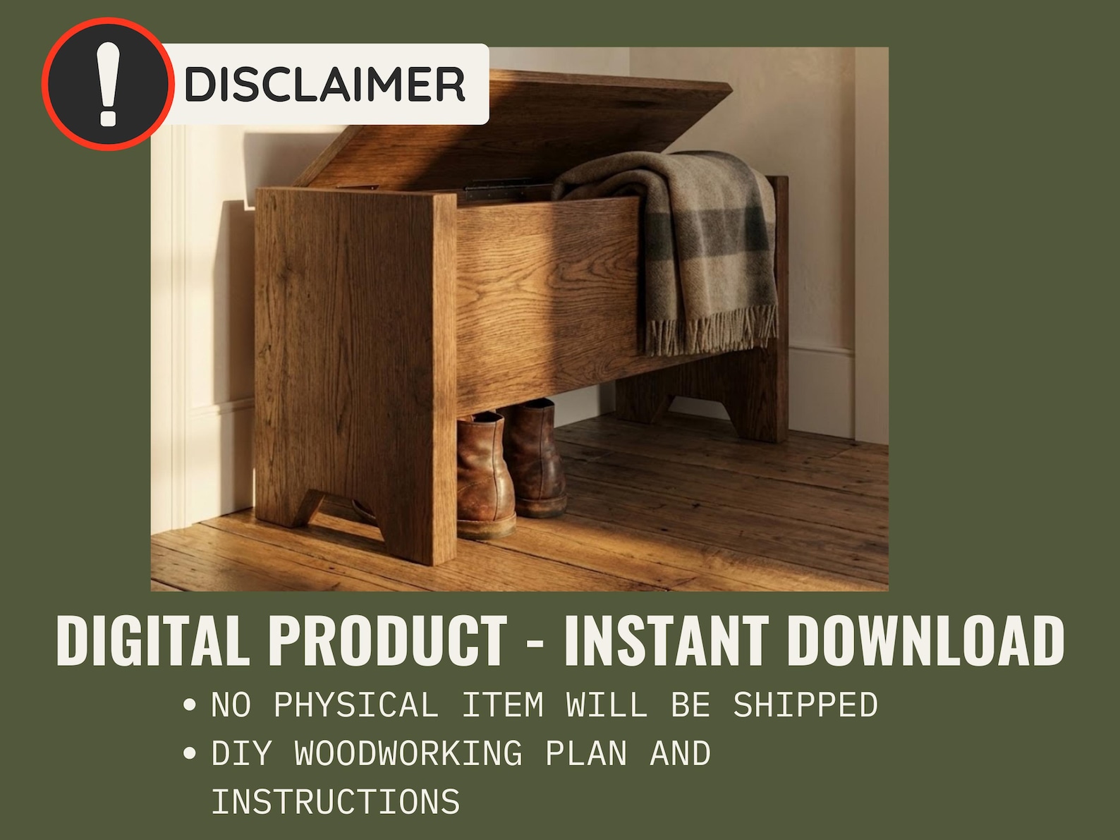 DIY Storage Bench Plan | Digital PDF Woodworking Guide | Rustic ...