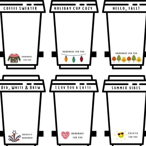 Coffee Cup Cozy Printable Cup Insert Cozy Display Card Cup - Etsy