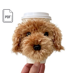 Mini Goldendoodle Cup Cozy Pattern, Realistic Dog Crochet Pattern ...